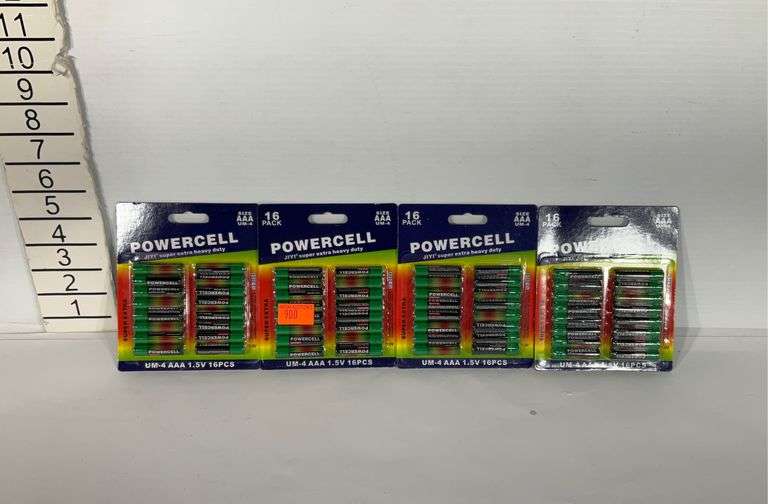 Four packs of powercell AAA batteries, 16 batteries per pack - Hash ...
