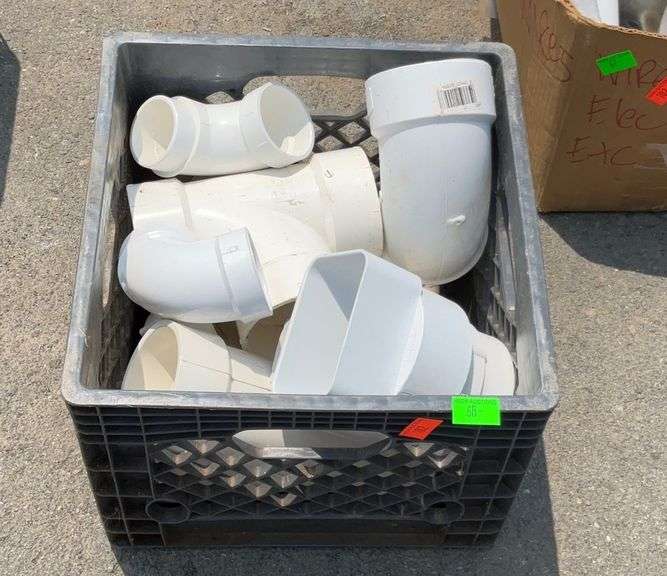 Milk crate of pvc pipe fittings - Hash Auctions