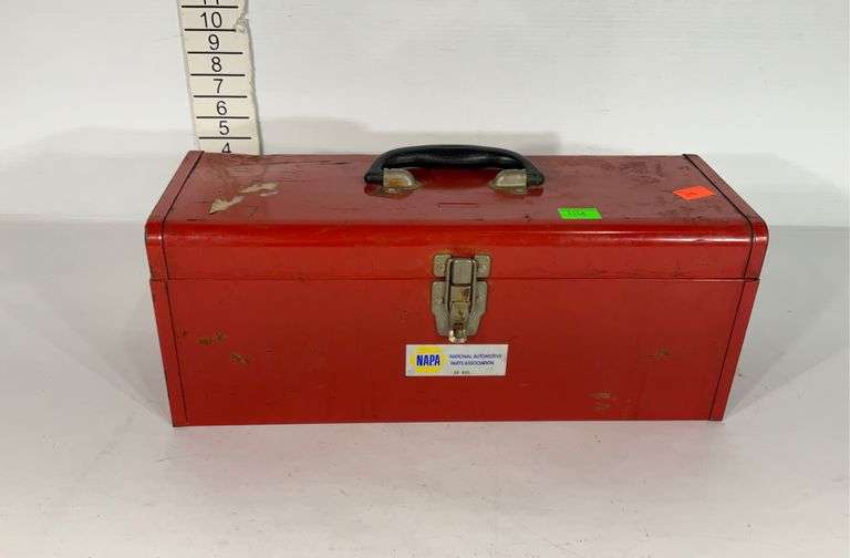 Napa metal tool box, 19”, includes tools - Hash Auctions