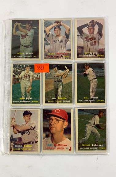 1957 Topps Baseball 9 card lot. Wally Moon,Connie Johnson,Bill Tuttle ...