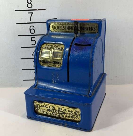 Metal coin bank, Uncle Sam’s 3-Coin Register Bank and contents - Hash ...