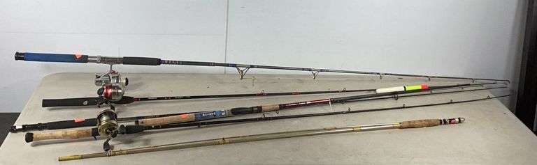 6 Fishing Rods, 3 have Reels, includes Reliance 5132 w/ Daiwa 1300C ...