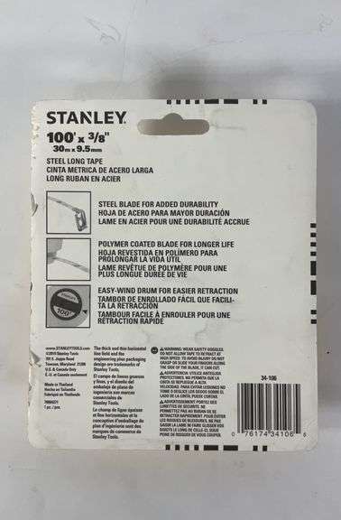 Stanley 100’ tape measure - Hash Auctions