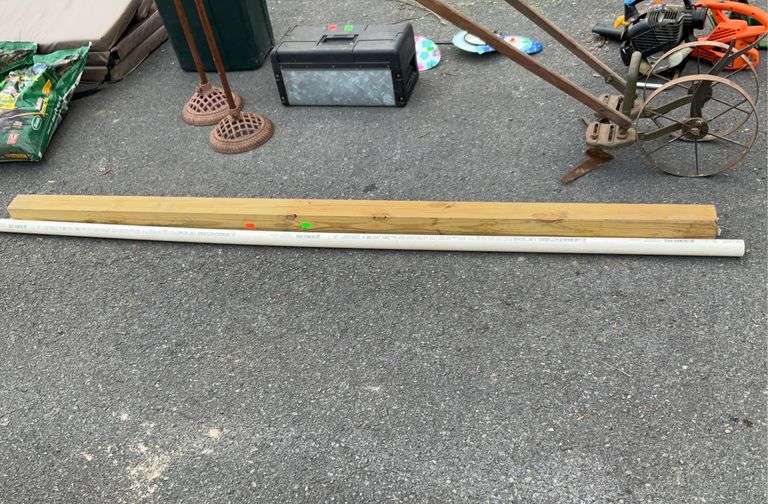 4x4x8’ treated post and 9’6” x2 pvc pipe - Hash Auctions