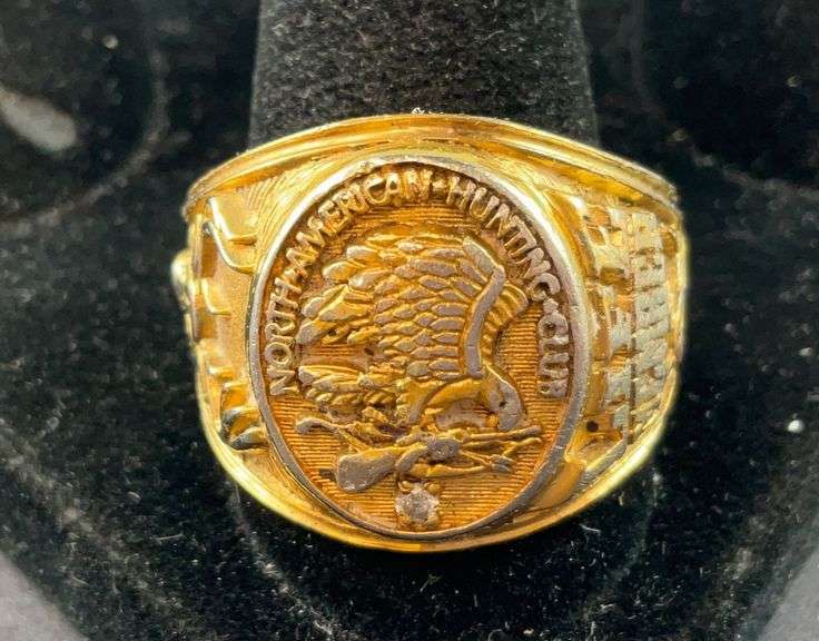 Gold over sterling North American Hunting Club ring size 11.75, 20.9g ...