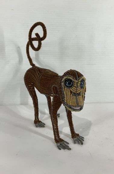 Beaded wire monkey figure - Hash Auctions