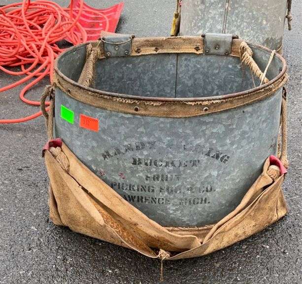 Older galvanized Apple Picking Bucket. - Hash Auctions