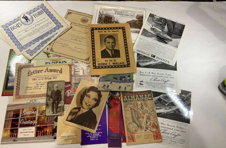 Vintage Ephemera and advertising. Movie Stars,Print ads,political and more - Hash Auctions