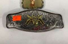 Two belt buckles, spider and deer - Hash Auctions