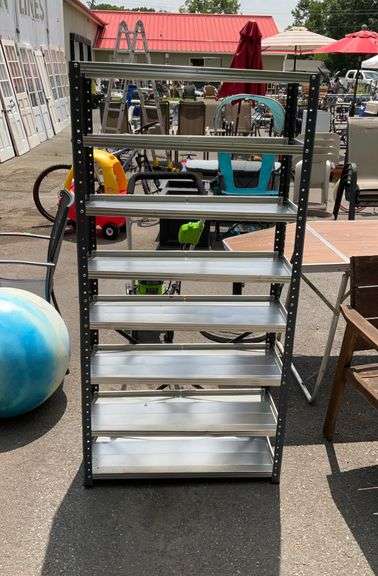 8 tier metal shelf unit 59”H x 29”L x 11”W - Hash Auctions