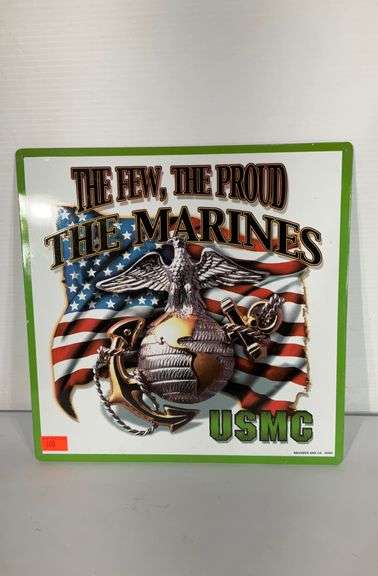 Metal Marines sign, 14x14 - Hash Auctions