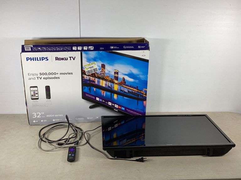 Philips Roku TV 32” w/ Cords & Remote (powers up) - Hash Auctions