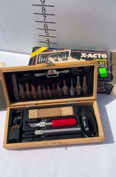 X-acto standard tool set in wood box missing 1 knife - Hash Auctions