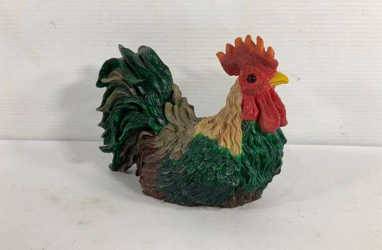 Resin rooster decor figure, 7” tall - Hash Auctions