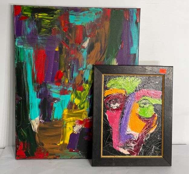 Two abstract oil paintings, largest measures 24x30 - Hash Auctions