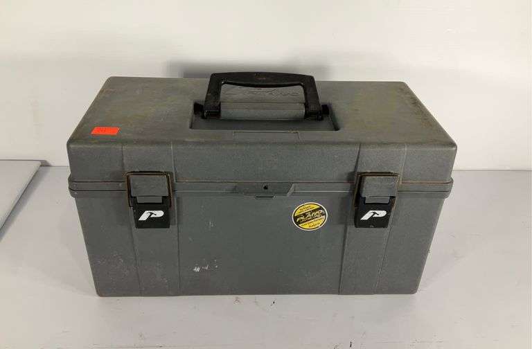 Plano box 19.5x12 has tools inside. Including hole saw, clamp, cutters ...