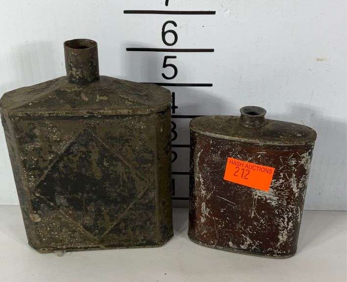 2 vintage tin flask - Hash Auctions