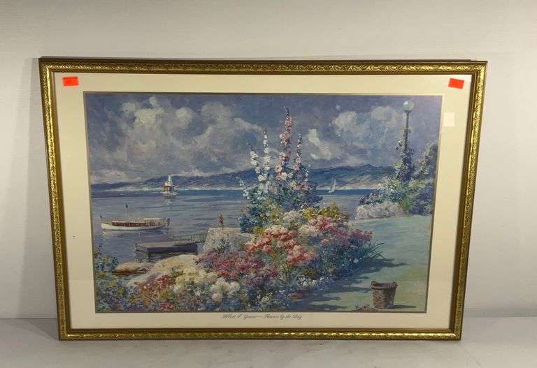 Framed “Flowers by the Bay” print by Abbott F. Graves, 38x26” - Hash ...