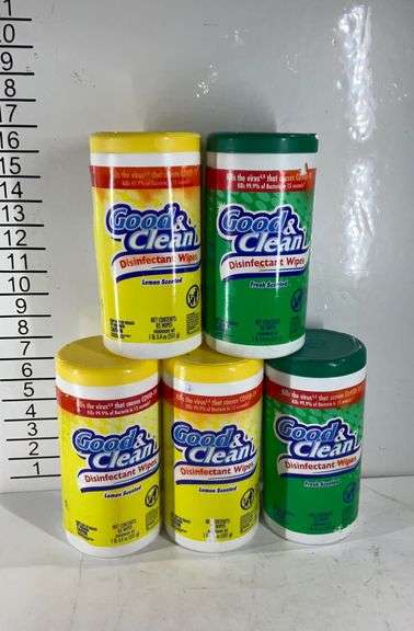 Five full bottles of good and clean disinfecting wipes - Hash Auctions