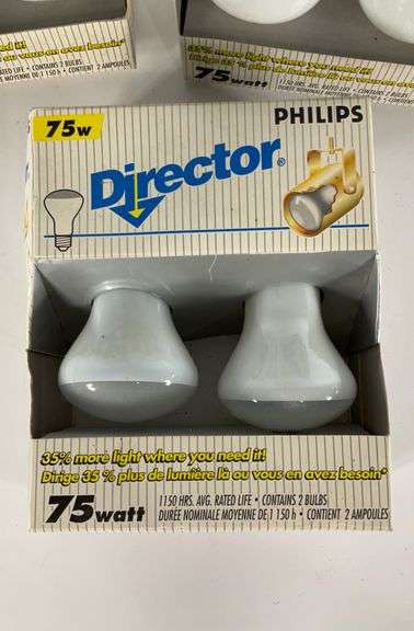 Three boxes of Philips director 75watt bulbs. - Hash Auctions
