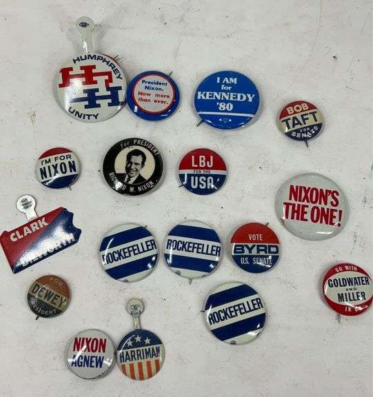 Political pins includes Nixon, Kennedy, Taft etc - Hash Auctions