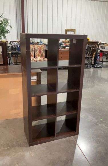 8-cubby dark laminate shelving, 31x15x59” - Hash Auctions