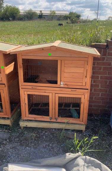 3-door Rabbit Hutch, shows wear 45”x39 1/2”x20” - Hash Auctions