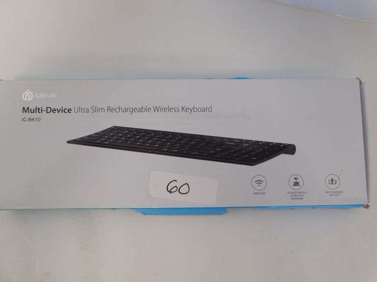 ICLEVER MULTI DEVICE ULTRA SLIM RECHARGEABLE WIRELESS KEYBOARD WIRELESS ...
