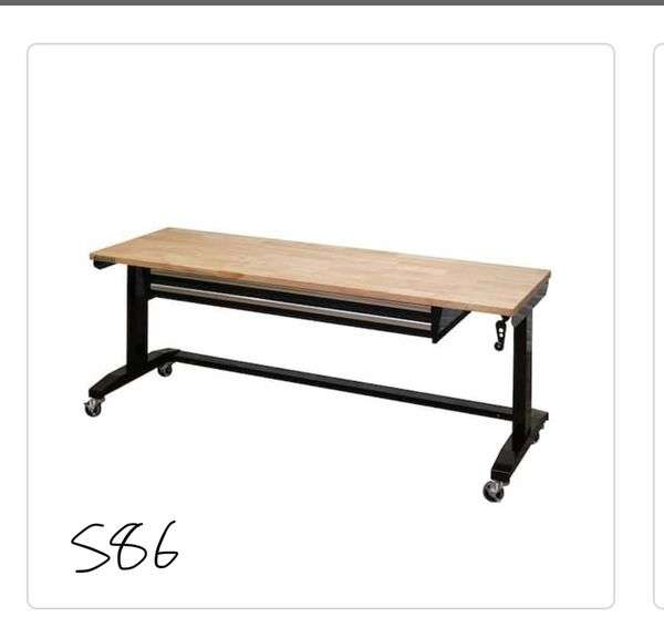 Husky 72 in. Adjustable Height Workbench Table with 2-Drawers in Black ...