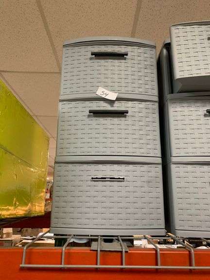 Sterlite weave 3-drawer gray storage - Dallas Online Auction Company