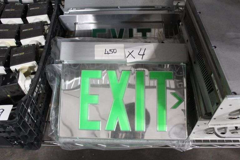 ILLUMINATED NEON GREEN EMERGENCY EXIT SIGN - Dallas Online Auction Company
