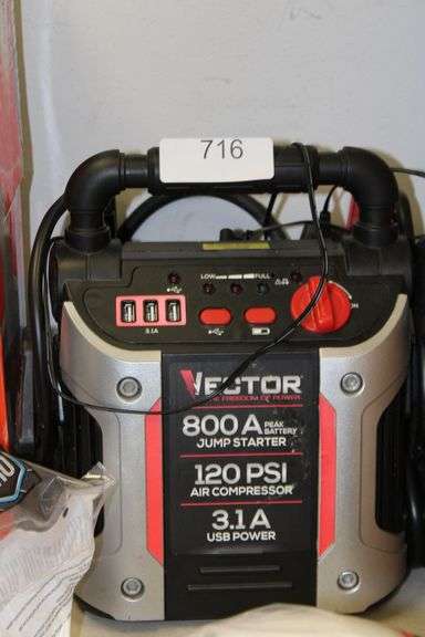 VECTOR 800A PEAK BATTERY JUMP STARTER 120 PSI AIR COMPRESSOR - Dallas ...
