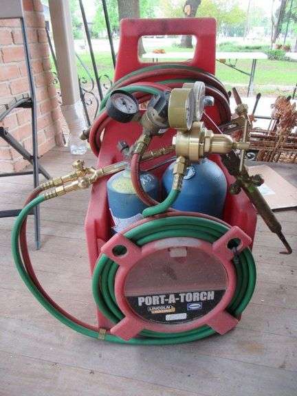 LINCOLN ELECTRIC PORT-A-TORCH KIT WITH OXYGEN AND ACETYLENE TANKS WITH ...