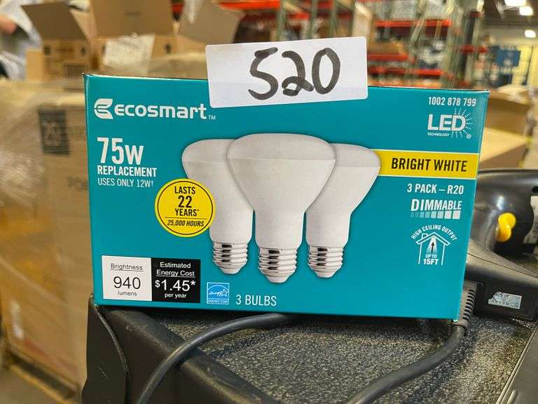 EcoSmart 75W Equivalent R20 LED Dimmable Light Bulbs In Soft White 3 ...