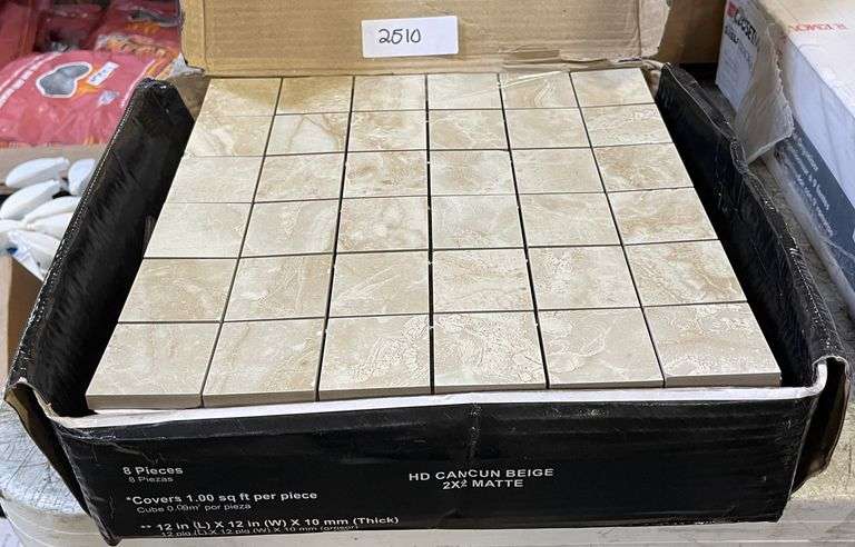 MSI Cancun Beige Square 12 in. x 12 in. x 10mm Matte Ceramic Mesh-Mounted Mosaic Tile (8 sq. ft ...