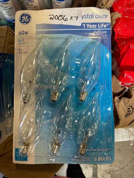 6 Ge 60w Crystal Clear Multi-use Candelabra Base Bulbs - Dallas Online ...