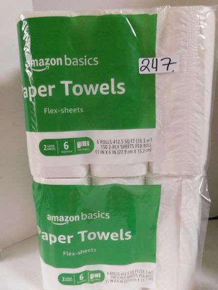 AMAZON BASICS FLEX-SHEET PAPER TOWELS WITH 2 LAYER SHEETS, 6 ROLLS WITH ...