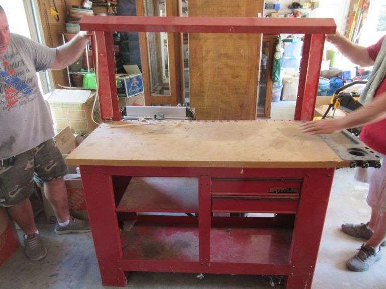 WATERLOO WORKBENCH WITH OVERHEAD LIGHT TWO DRAWERS STORAGE DUST HER OFF ...