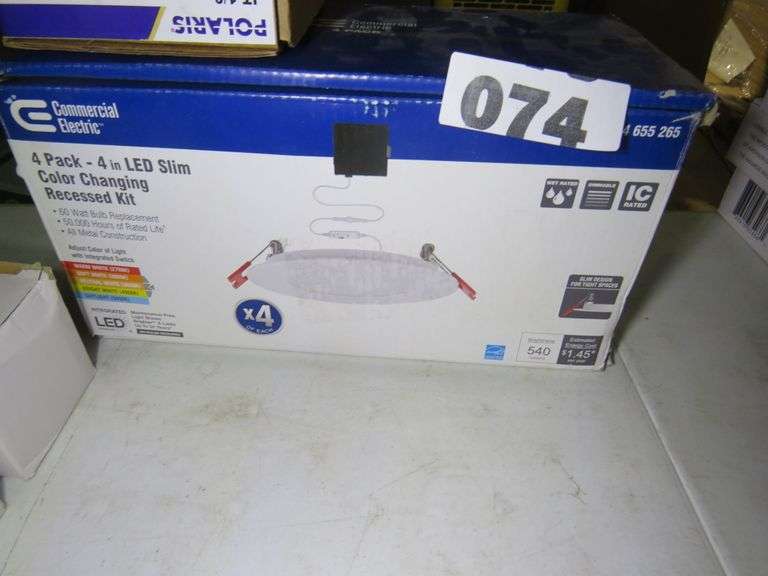 COMMERCIAL ELECTRIC 4 PACK 4 IN LED SLIM COLOR CHANGING RECESSED KIT ...