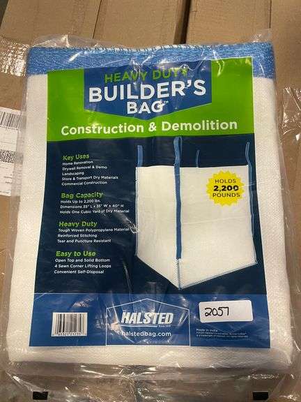 HALSTED 200 Gal. Heavy-Duty Builder's Bulk Bag White Outdoor ...