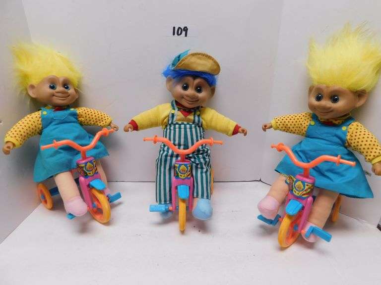 TROLLZ 2-GIRL AND 1-BOY STUFFED DOLLS EACH WITH BIKE - Dallas Online ...
