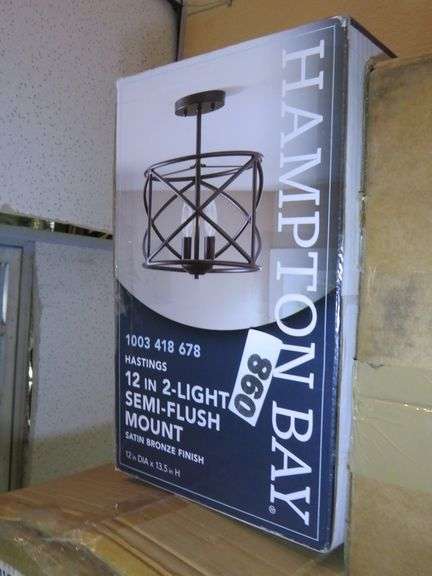 HAMPTON BAY 12 IN 2 LIGHT SEMI FLUSH MOUNT - Dallas Online Auction Company