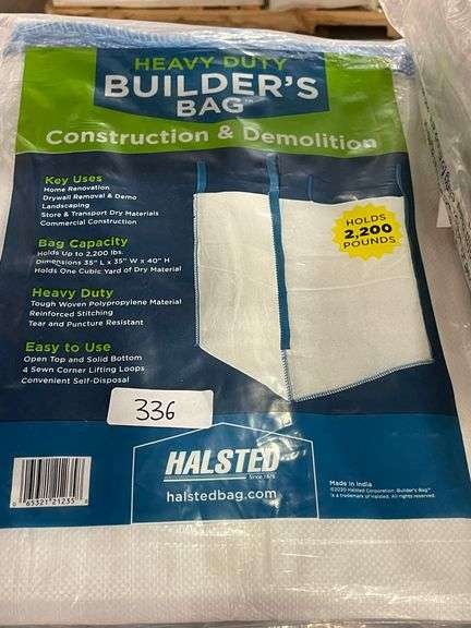 HALSTED 200 Gal. Heavy-Duty Builder's Bulk Bag White Outdoor ...