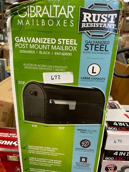 Gibraltar Mailboxes Edwards Black, Large, Steel, Post Mount Mailbox ...