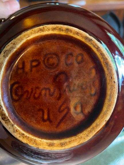 HP Pottery, Brown Pottery Pitcher - Hoosier Auction Group