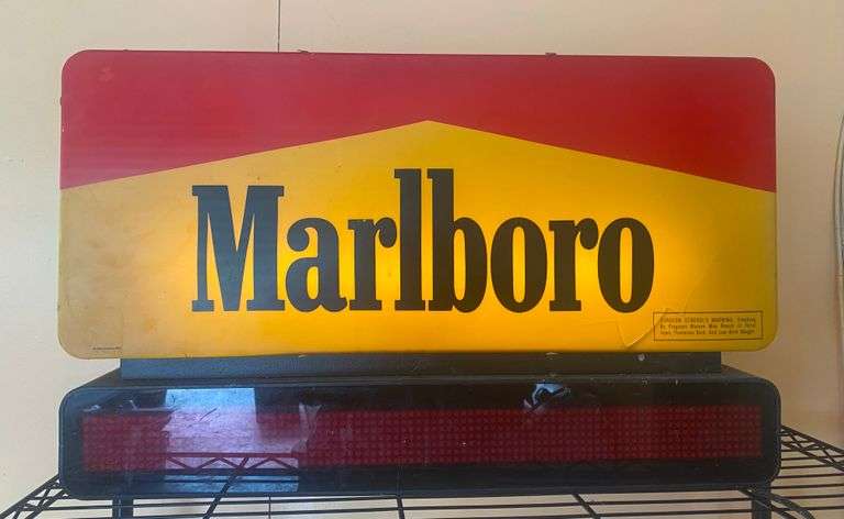 Vintage Lighted Scrolling Marlboro Sign - Hoosier Auction Group