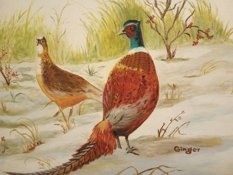Pheasant oil painting by Virginia - Integrity Auctioneers