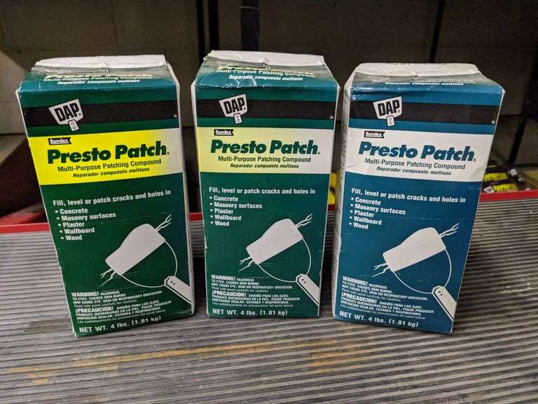 (3) 4-LB. BOXES DAP PRESTO PATCH PATCHING COMPOUND - Isabell Auction