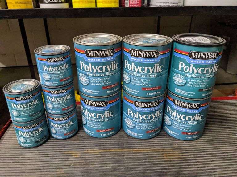 (6) 32-OZ. & (5) 8-OZ. CANS MINWAX POLYCRYLIC WATER BASED PROTECTIVE ...