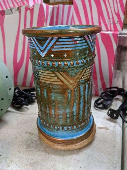 PINK ZEBRA CANDLEGLOW WAX WARMER WITH TURQUOISE HARMONY SHADE - Isabell ...